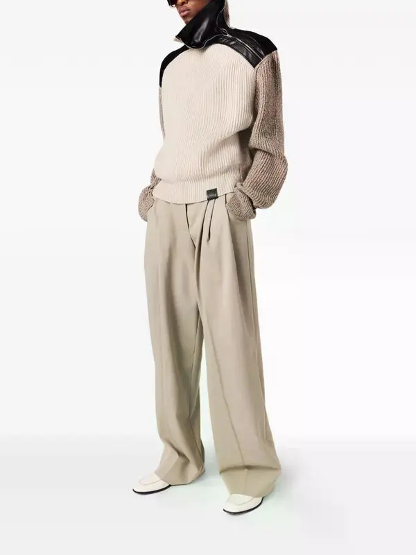 Stella McCartney Zip-panel Ribbed-knit Sweater - Neutrals