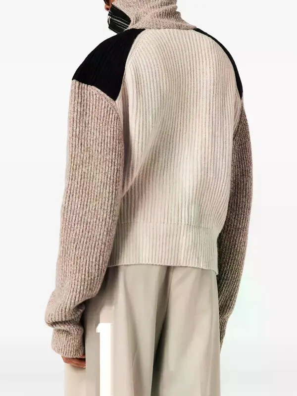 Stella McCartney Zip-panel Ribbed-knit Sweater - Neutrals
