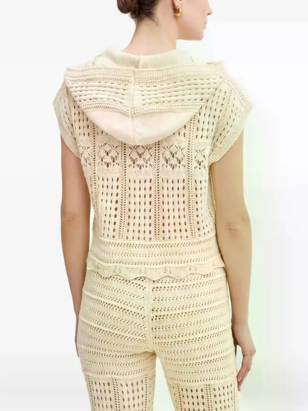 TWINSET Crochet Knit Hooded Top