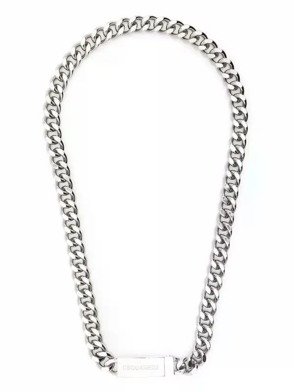 Dsquared2 Logo Plaque Chain Necklace - Silver