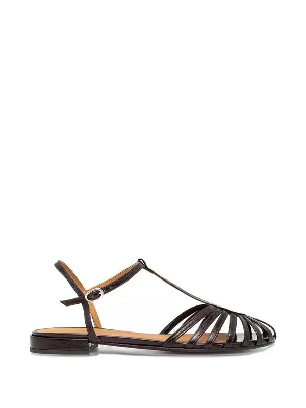 BILLI BI Dark Caged Toe Ankle Strap Sandals - Brown