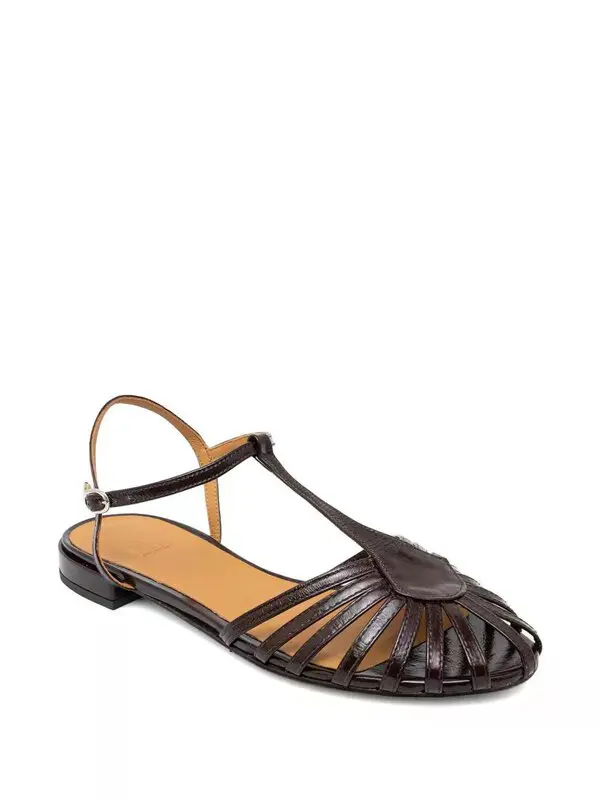 BILLI BI Dark Caged Toe Ankle Strap Sandals - Brown