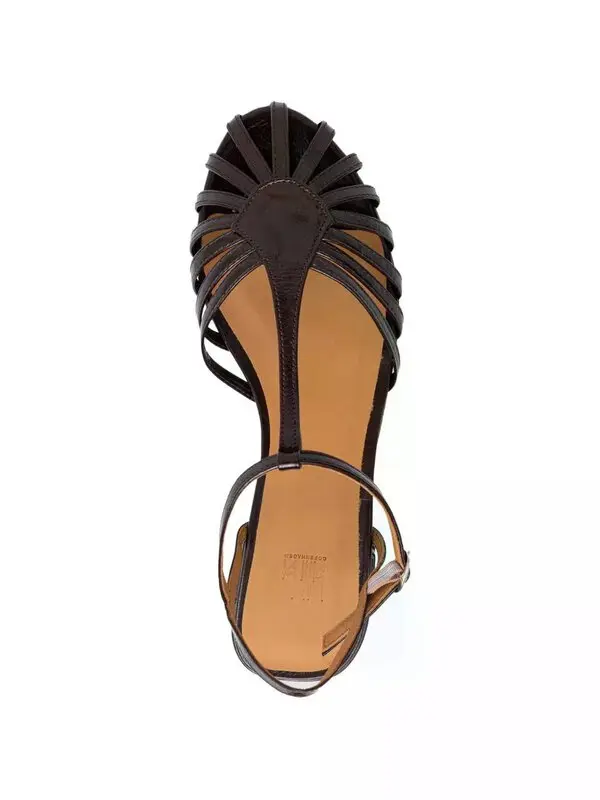 BILLI BI Dark Caged Toe Ankle Strap Sandals - Brown