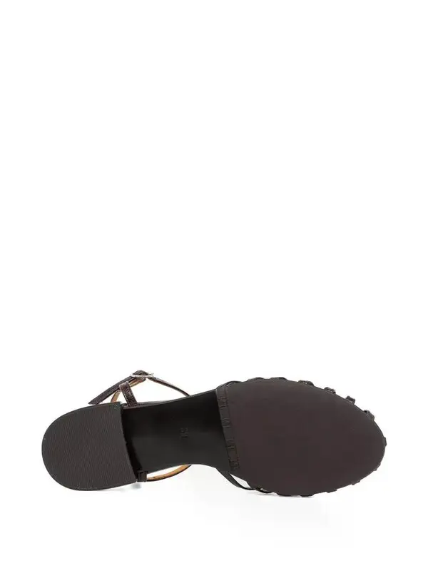 BILLI BI Dark Caged Toe Ankle Strap Sandals - Brown
