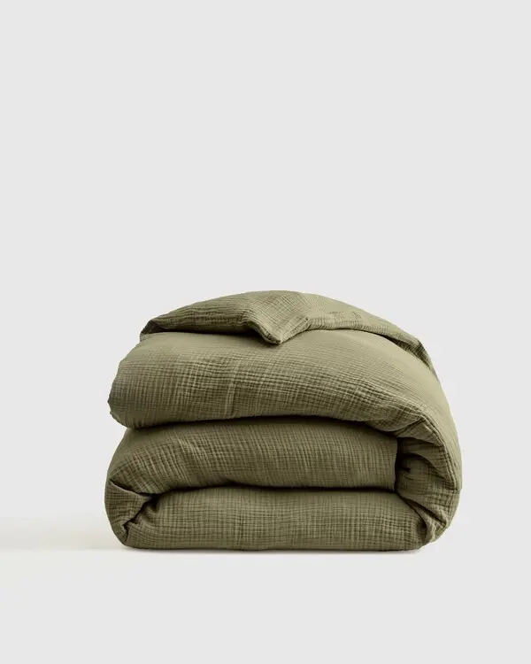 Quince Gauze Duvet Cover - Olive