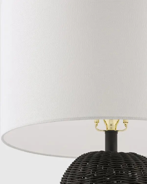 Quince Natural Rattan Table Lamp With Linen Shade