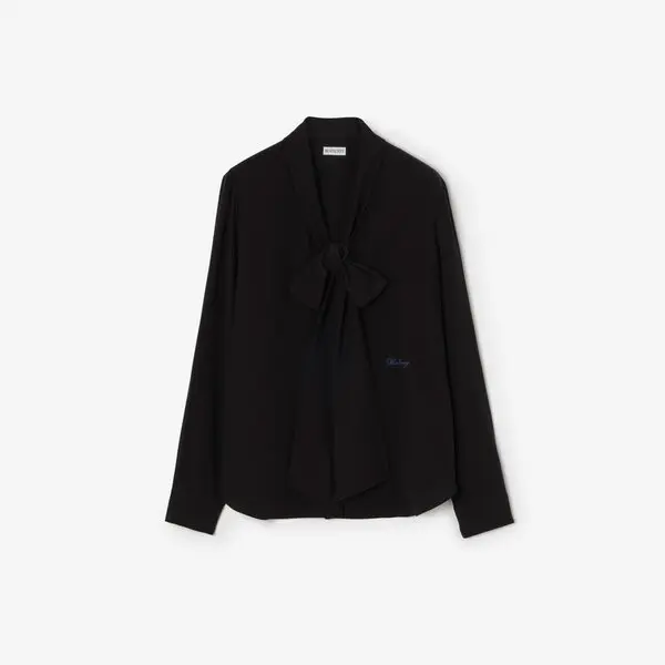 Burberry Silk Crepe De Chine Scarf Blouse
