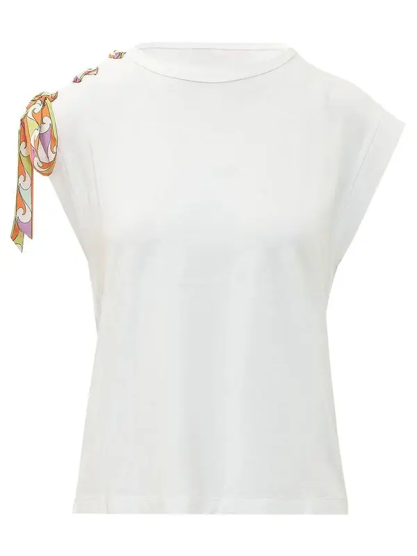 Emilio Pucci Viscosity T-shirt With Silk Ribbon - White