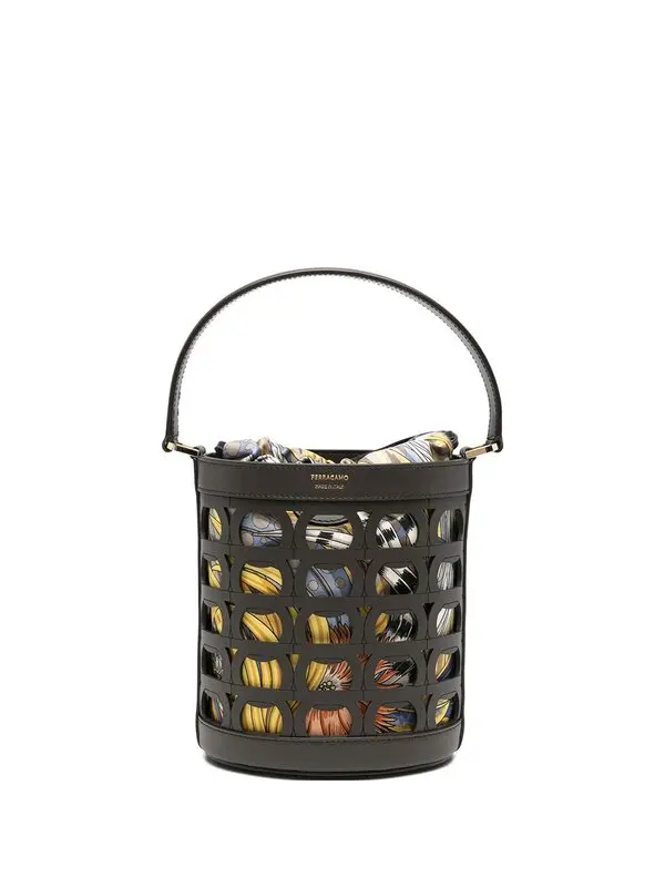 FERRAGAMO Gancini Laser Xs Bucket - Brown