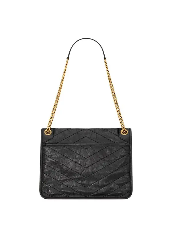 Saint Laurent Soft Niki Medium Bag In Vintage Leather - Black
