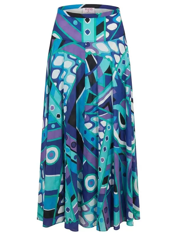Emilio Pucci Vivara Print Cotton Maxi Skirt