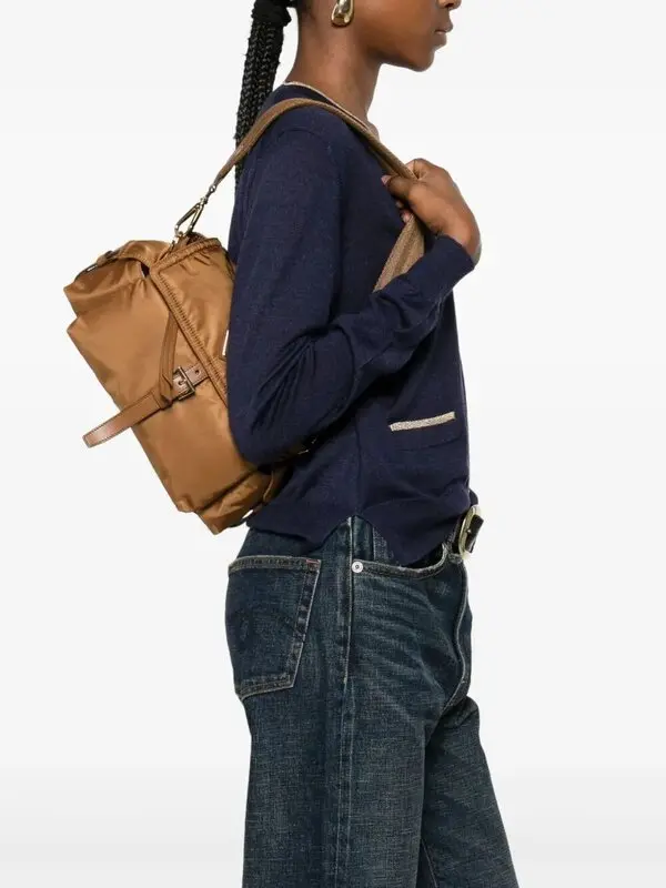 Prada Explore Medium Bag In Re-nylon With Flap - Brown