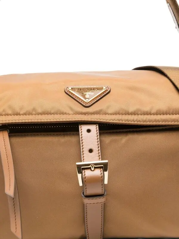 Prada Explore Medium Bag In Re-nylon With Flap - Brown