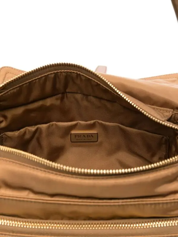 Prada Explore Medium Bag In Re-nylon With Flap - Brown