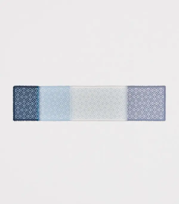 Loewe Wool-silk-cashmere Anagram Scarf - Blue