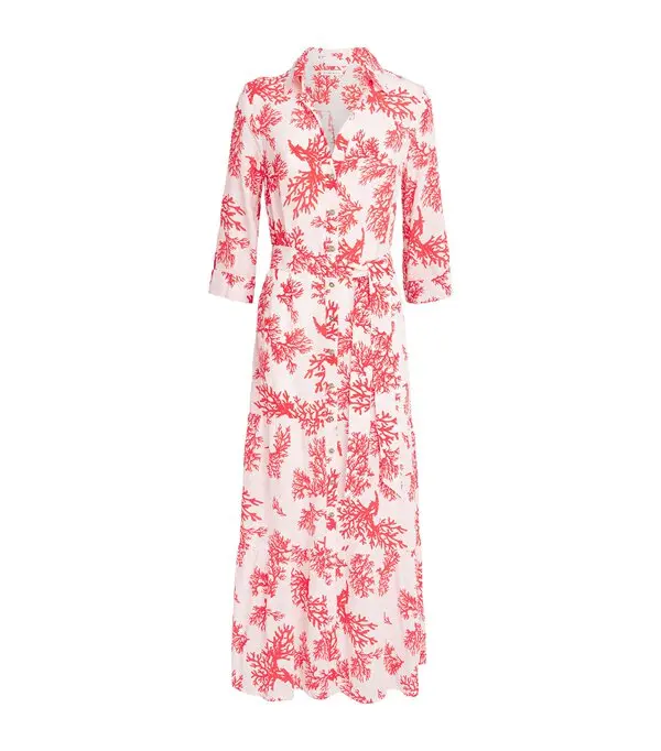 Heidi Klein Silk Scala Maxi Shirt Dress - Red