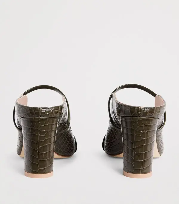 MALONE SOULIERS Croc-embossed Leather Heeled Sandals - Green