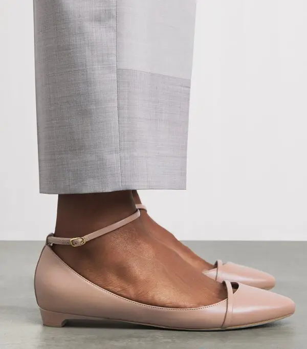 MALONE SOULIERS Mary Leather Ballet Flats - Nude