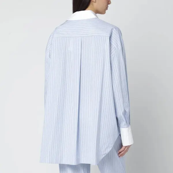 Attico Blue And White Striped Cotton Poplin Shirt