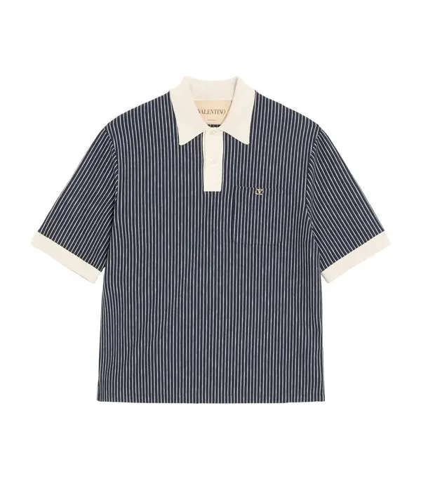 Valentino Garavani Stripe Polo Shirt - Blue