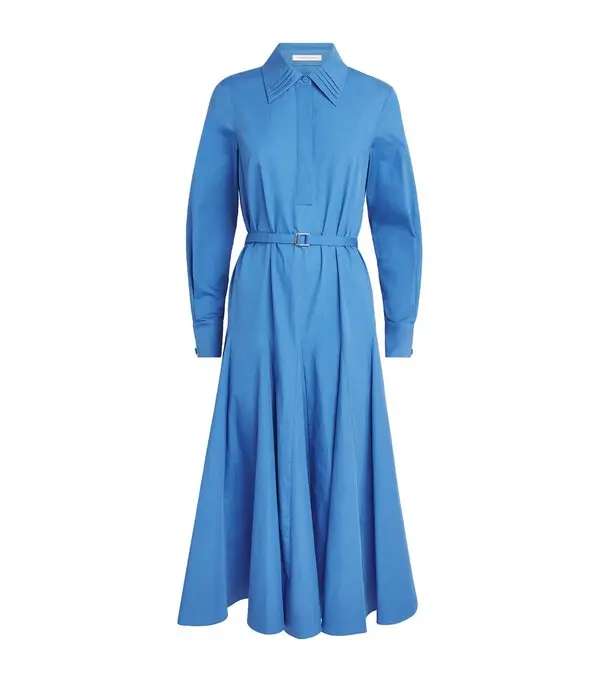 EMILIA WICKSTEAD Cotton Marione Midi Shirt Dress - Blue