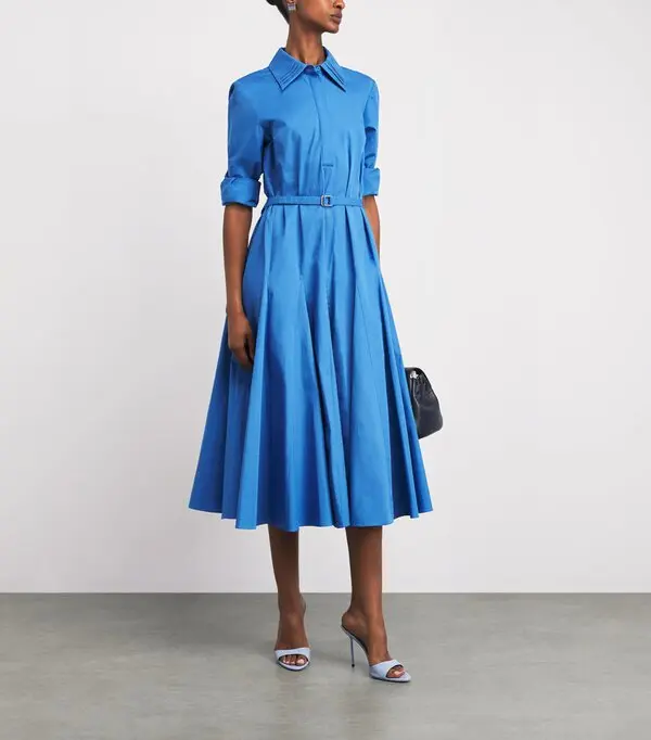 EMILIA WICKSTEAD Cotton Midi Shirt Dress - Blue