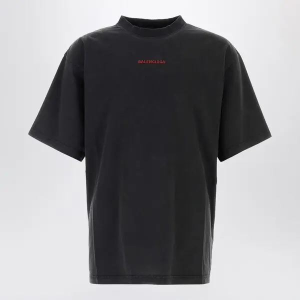 Balenciaga Medium-fit T-shirt With Logo - Light Blue
