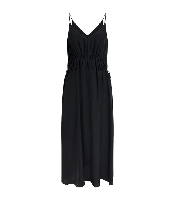 Theory Gathered V-neck Maxi Dress - Black