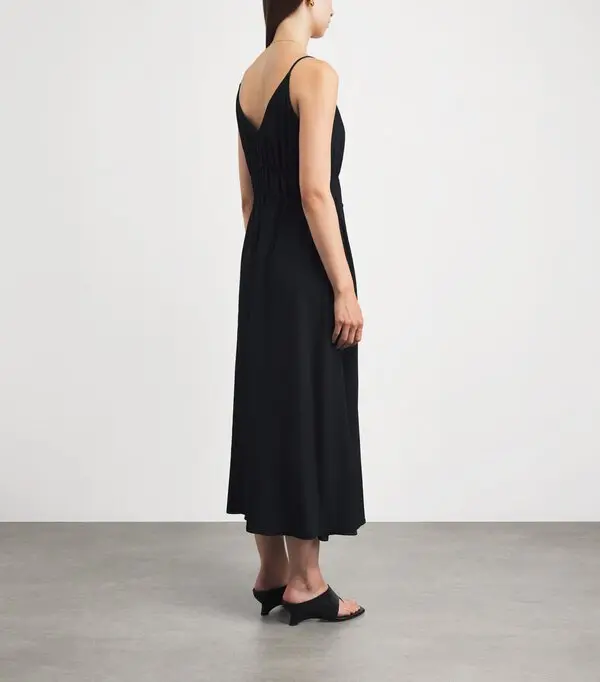 Theory V-neck Maxi Dress With Ruched Sides