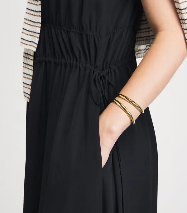 Theory V-neck Maxi Dress With Ruched Sides