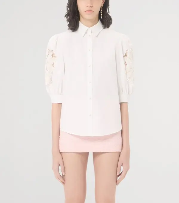Valentino Garavani Lace-trimmed Cotton Shirt