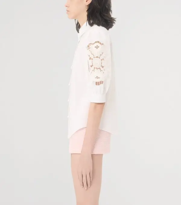 Valentino Garavani Lace-trimmed Cotton Shirt
