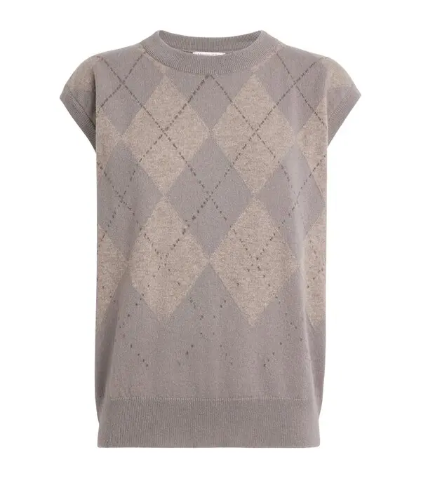 Johnstons Of Elgin Cashmere Argyle Clan Sweater - Brown