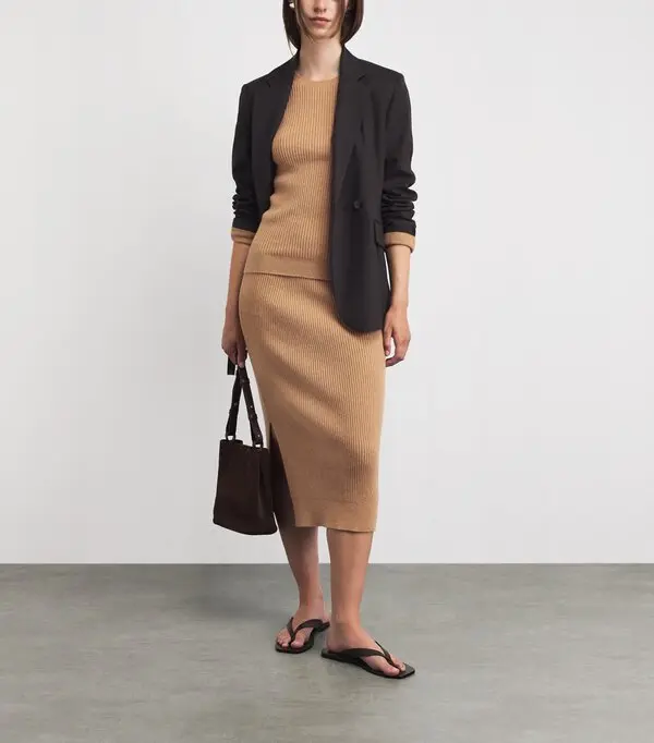 Johnstons Of Elgin Cashmere Ribbed Midi Skirt