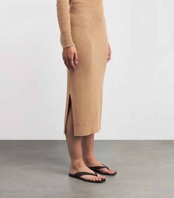 Johnstons Of Elgin Cashmere Ribbed Midi Skirt
