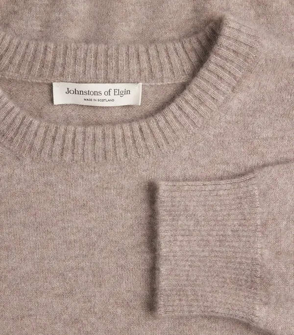 Johnstons Of Elgin Cashmere-silk Crew Neck Sweater - Beige