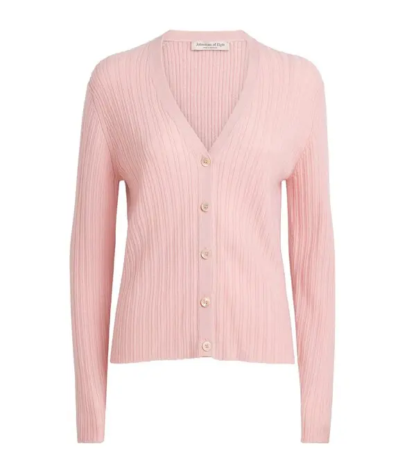 Johnstons Of Elgin Cashmere V-neck Cardigan - Pink