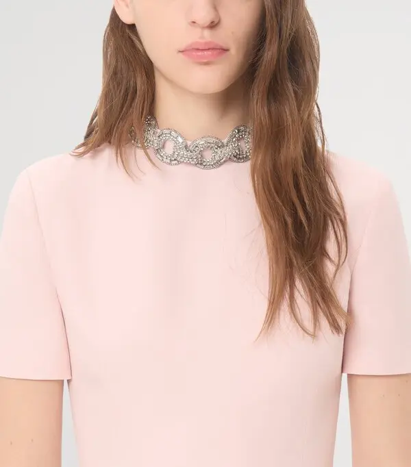 Valentino Garavani Wool-silk Embellished Midi Dress - Pink