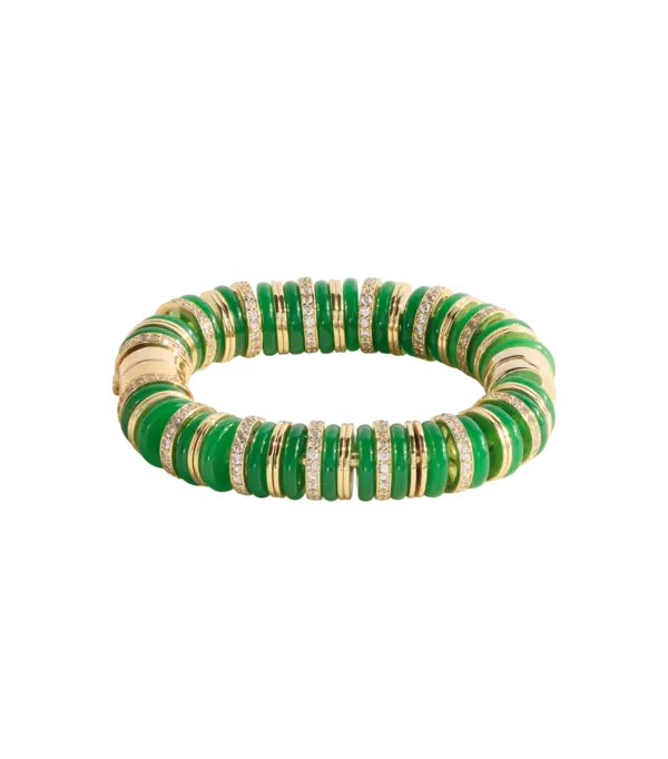 Eddie Borgo Gold-plated Jade, Malachite, And Pavé Crystal Lenox Bracelet - Green