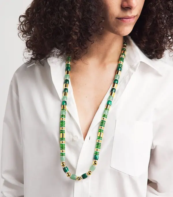 Eddie Borgo Gold-plated Jade, Malachite And Pavé Crystal Necklace