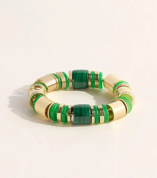 Eddie Borgo Gold-plated Jade, Malachite And Pavé Crystal Keystone Bracelet - Green