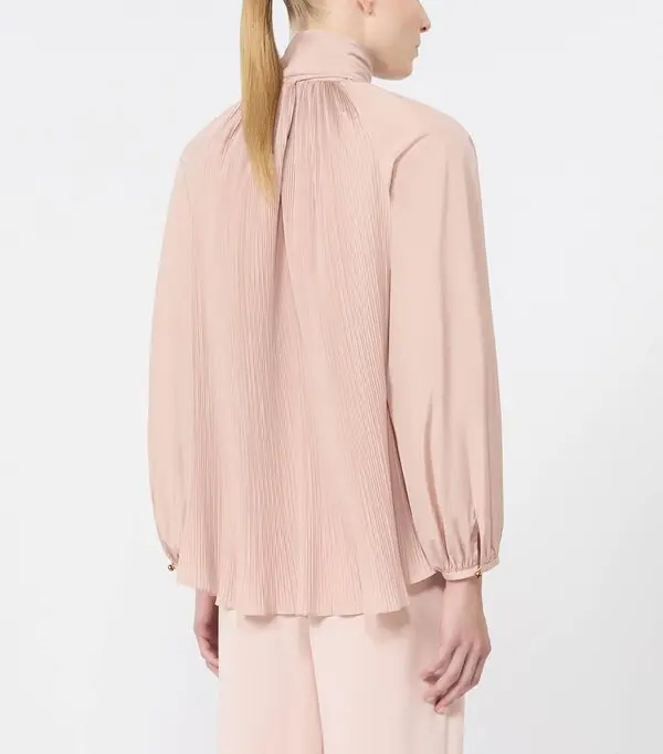 Max Mara Pleated Pussybow Blouse