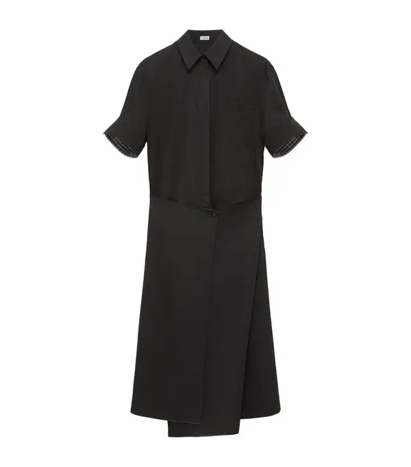 Loewe Cotton-silk Midi Shirt Dress - Black
