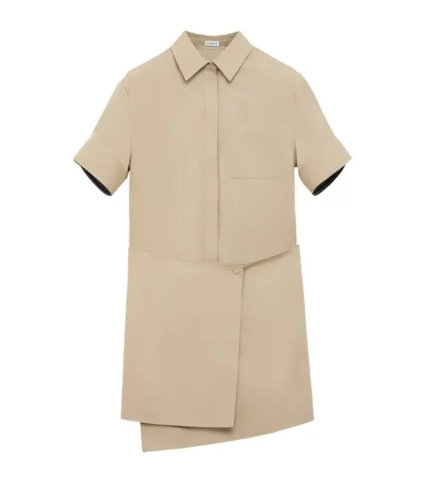 Loewe Cotton-silk Midi Shirt Dress - Beige