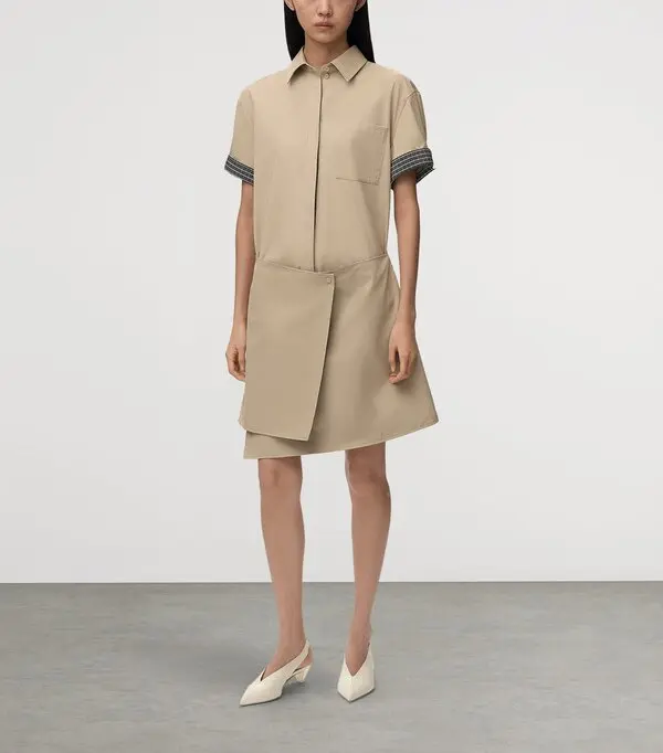 Loewe Cotton-silk Gabardine Midi Shirt Dress - Beige