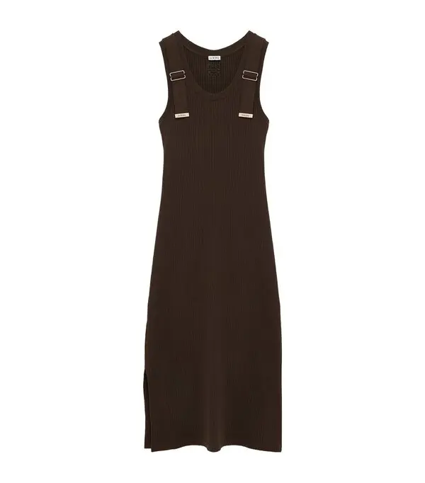 Loewe Strap-detail Midi Dress - Brown