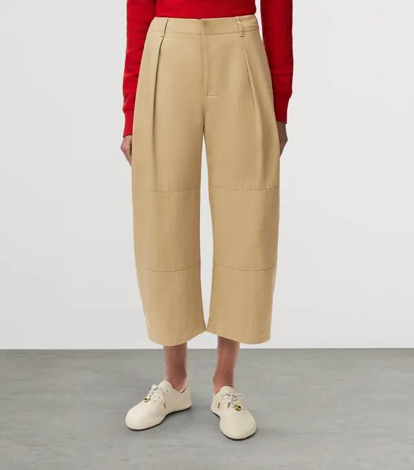 Loewe Cotton Cropped Trousers With Paneled Detail