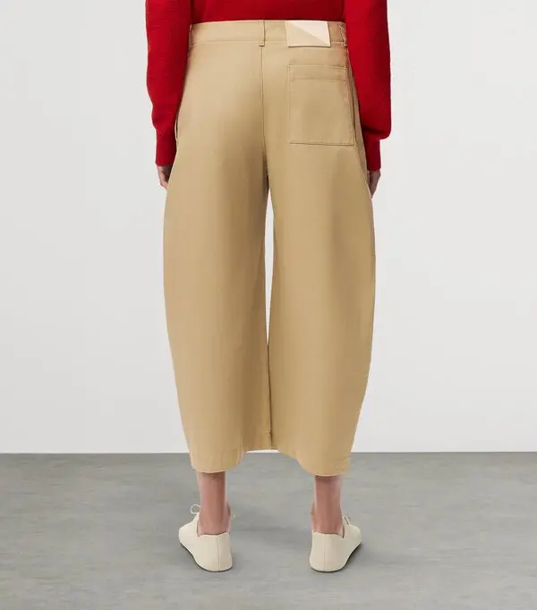 Loewe Cotton Cropped Trousers With Paneled Detail