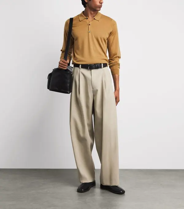John Smedley Merino Wool Long-sleeve Polo Shirt