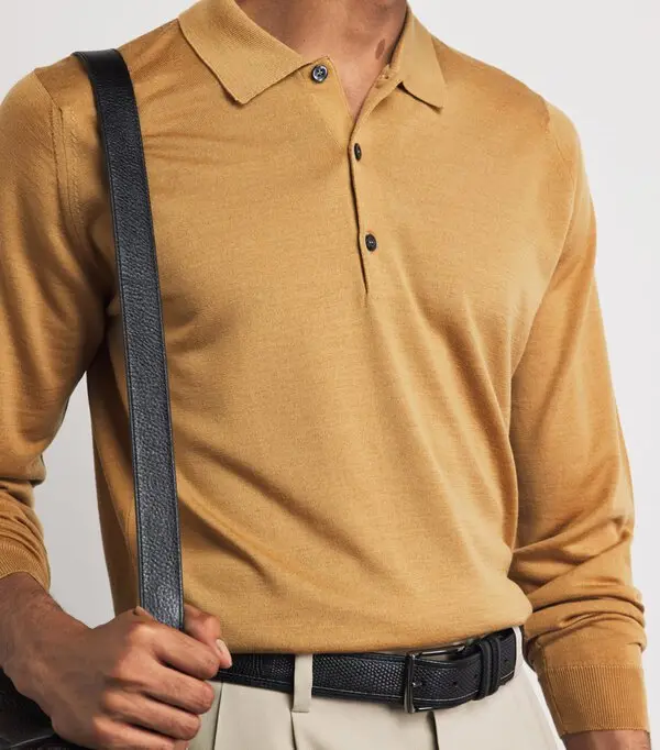John Smedley Merino Wool Long-sleeve Polo Shirt